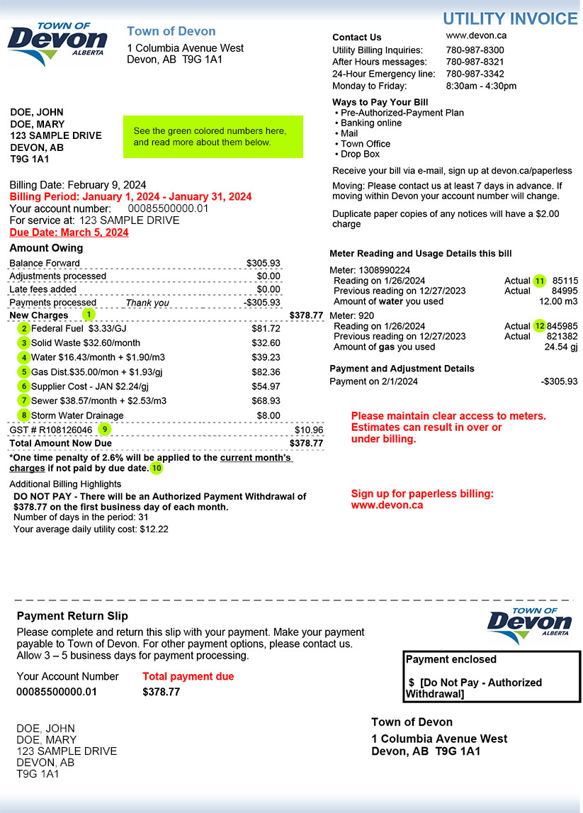 Town of Devon - Your Utility Bill